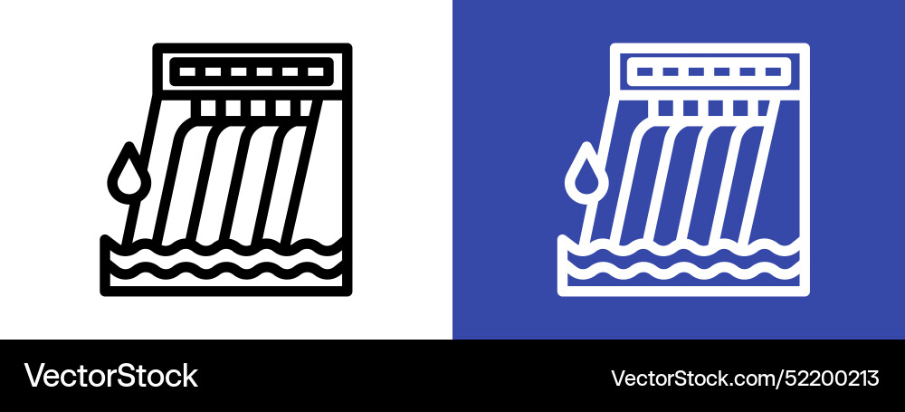 Hydroelectric dam icon logo sign set outline Vector Image
