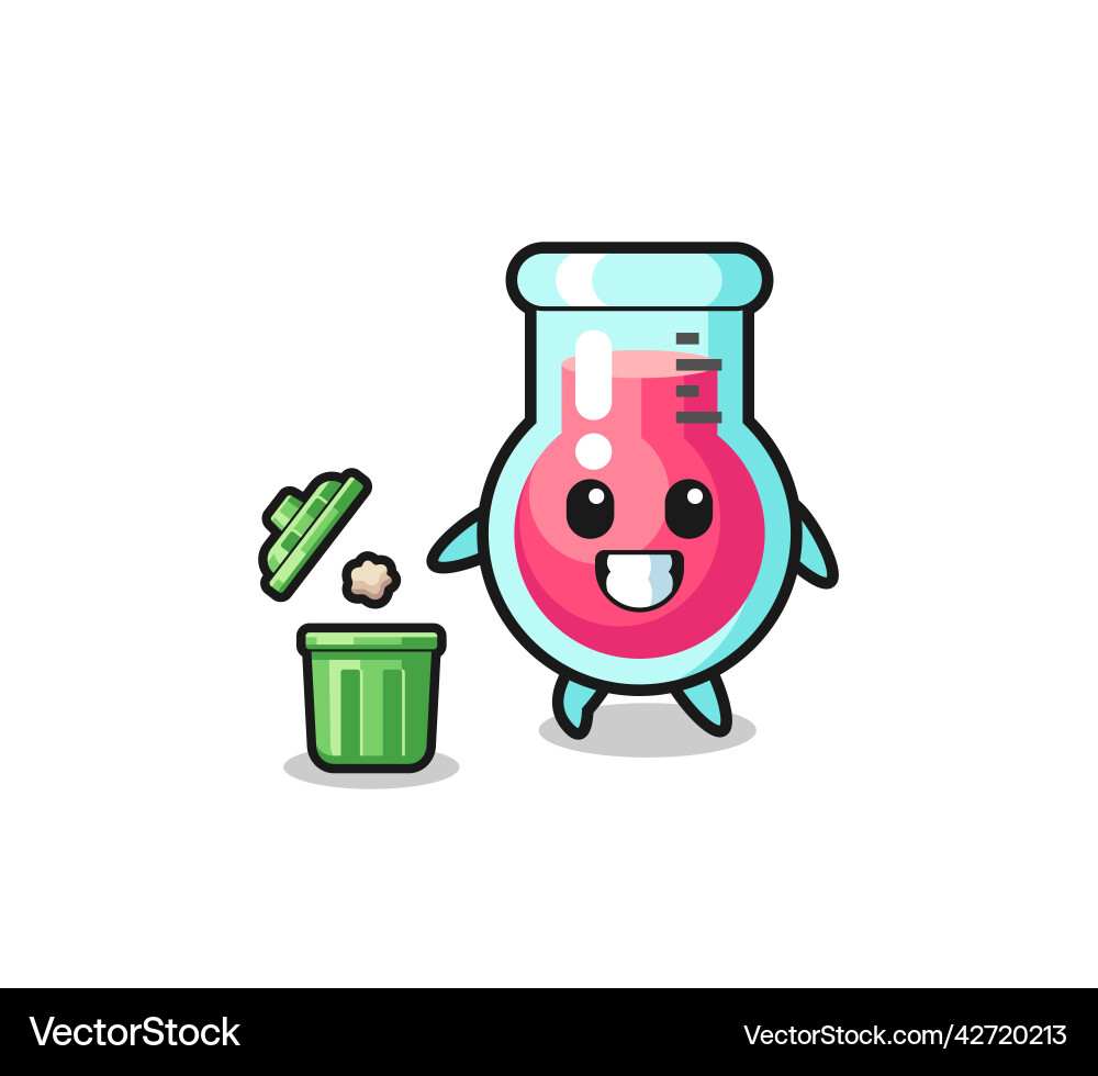 Laboratory beaker throwing garbage Royalty Free Vector Image