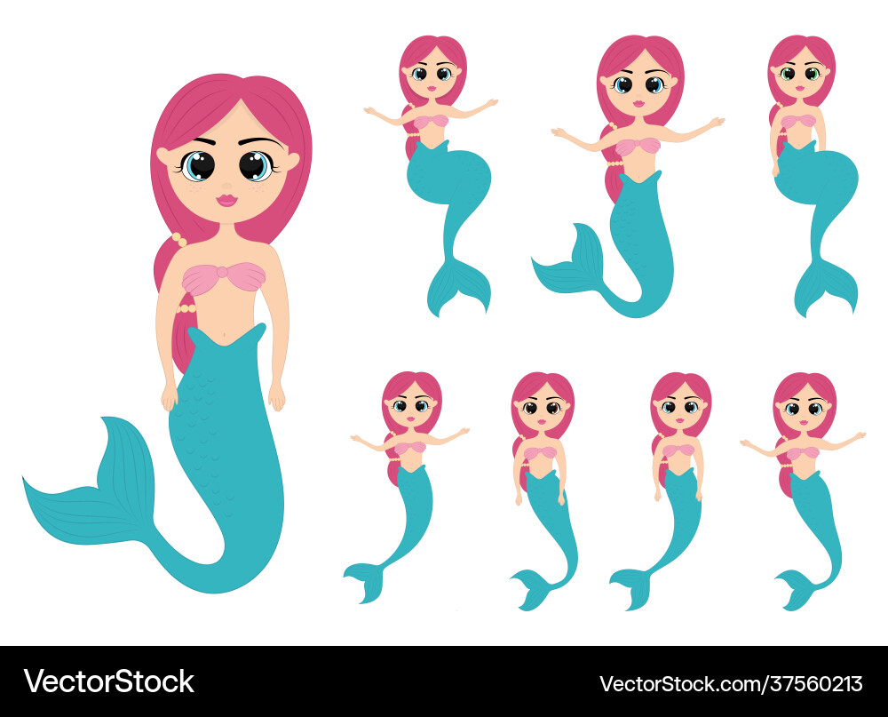 Mermaid design isolated on white background Vector Image