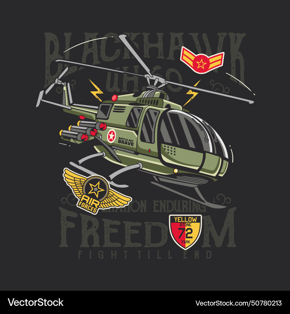 Military helicopter design with patriotic elements