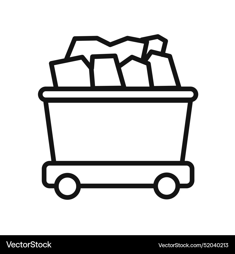 Mining cart icon black and white sign Royalty Free Vector
