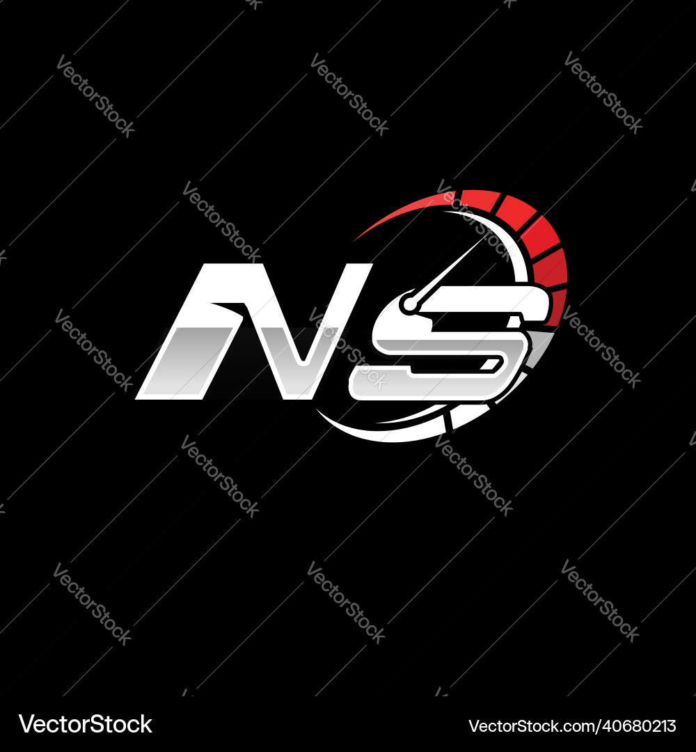 Ns logo letter speed meter racing style Royalty Free Vector