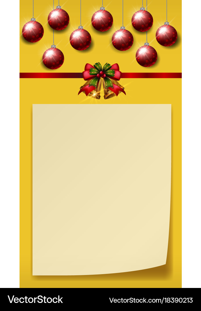 Paper template with christmas balls Royalty Free Vector
