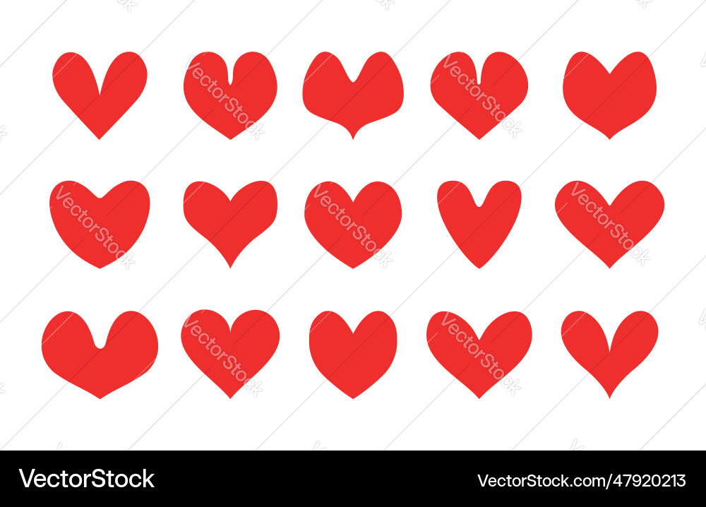 Red hearts set isolated Royalty Free Vector Image