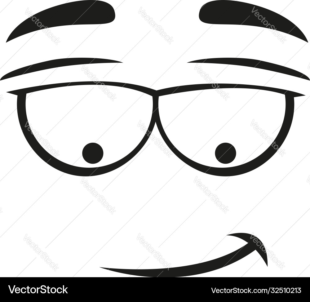 Smirk smile isolated emoticon expression line art Vector Image