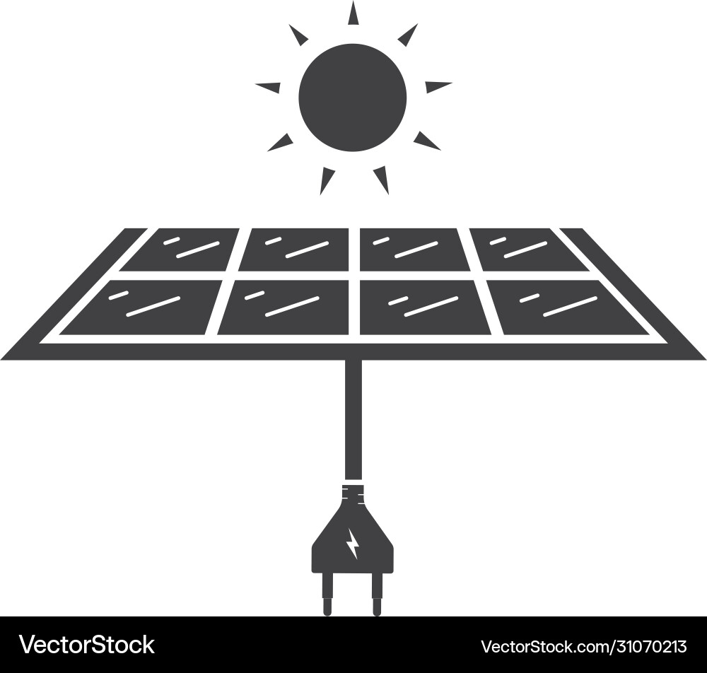 Solar panel logo icon natural energy Royalty Free Vector