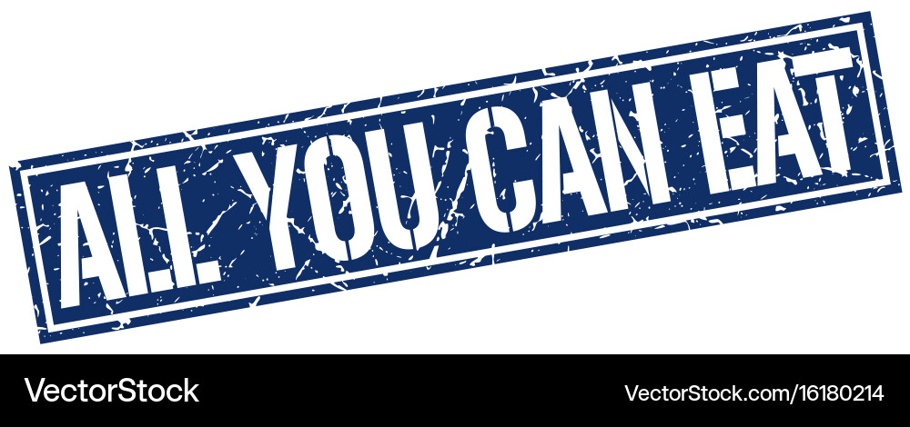 All you can eat square grunge stamp Royalty Free Vector