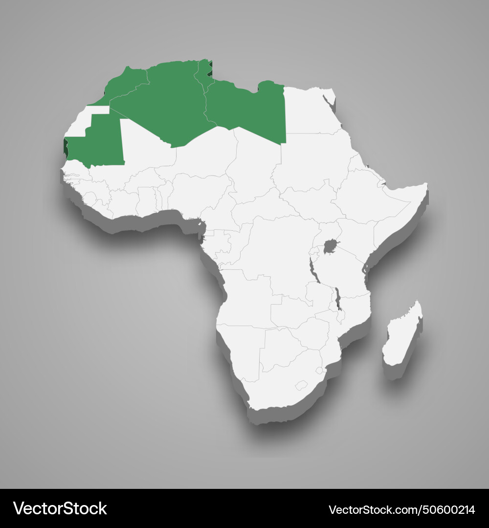 Arab maghreb union location within africa 3d Vector Image