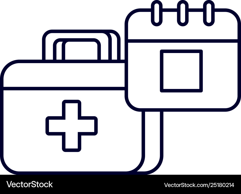 Calendar reminder with first aid kit Royalty Free Vector