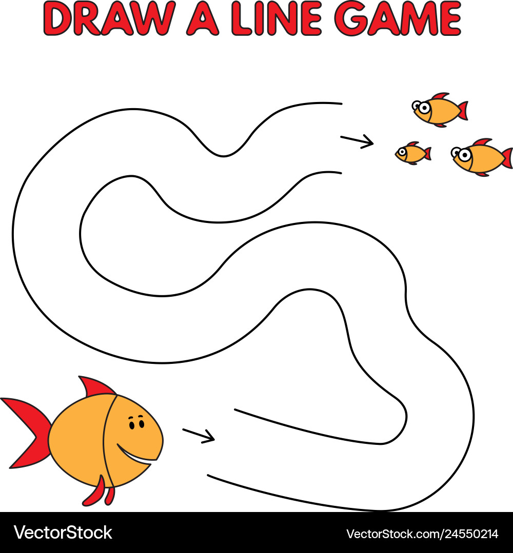 Cartoon Fish Line Drawing Game Royalty Free Vector Image