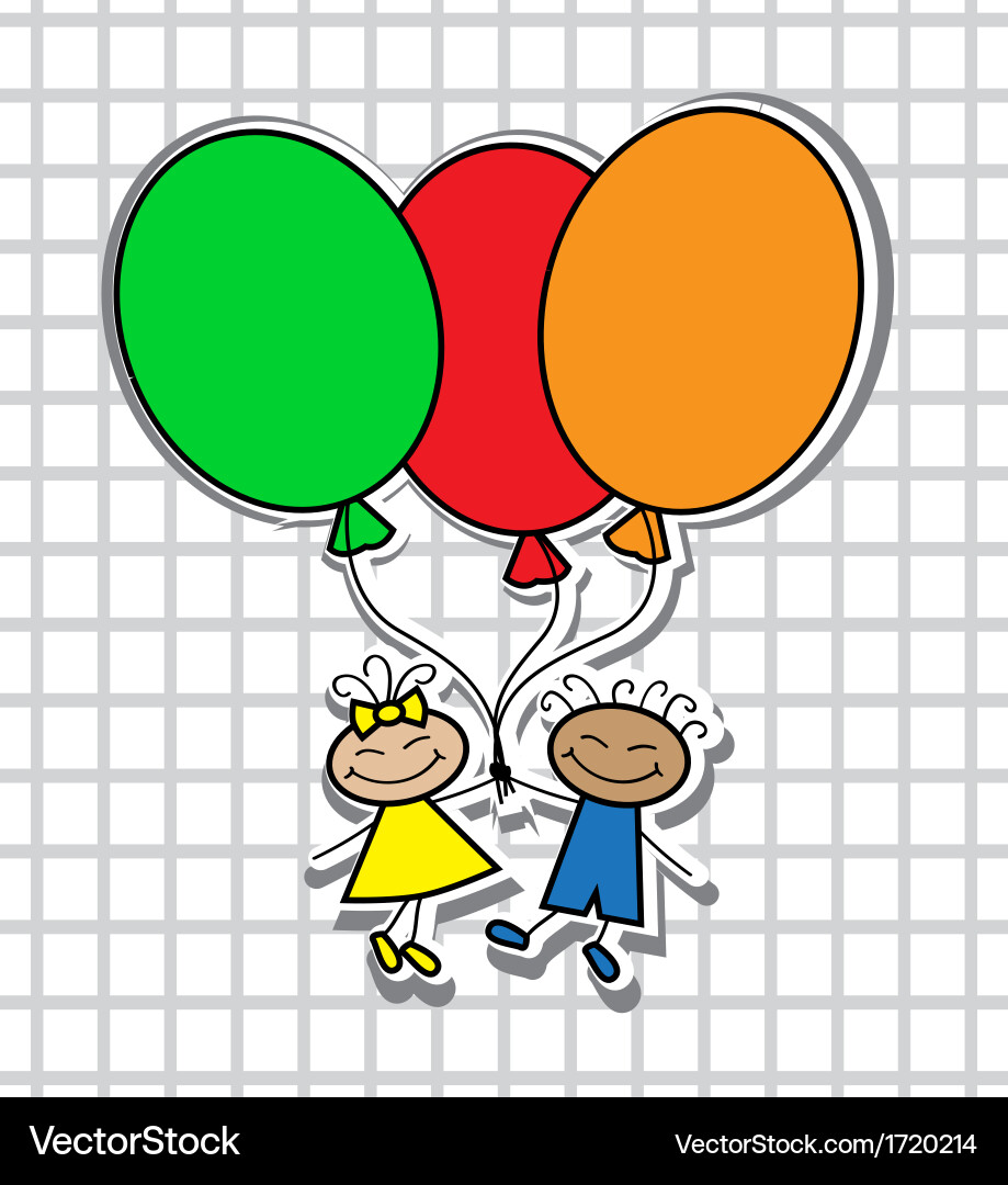 Cartoon kids with balloons Royalty Free Vector Image