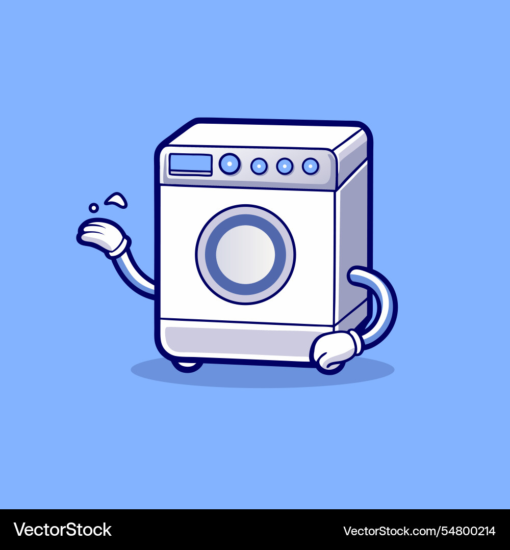 Cute washing machine character cartoon icon Vector Image