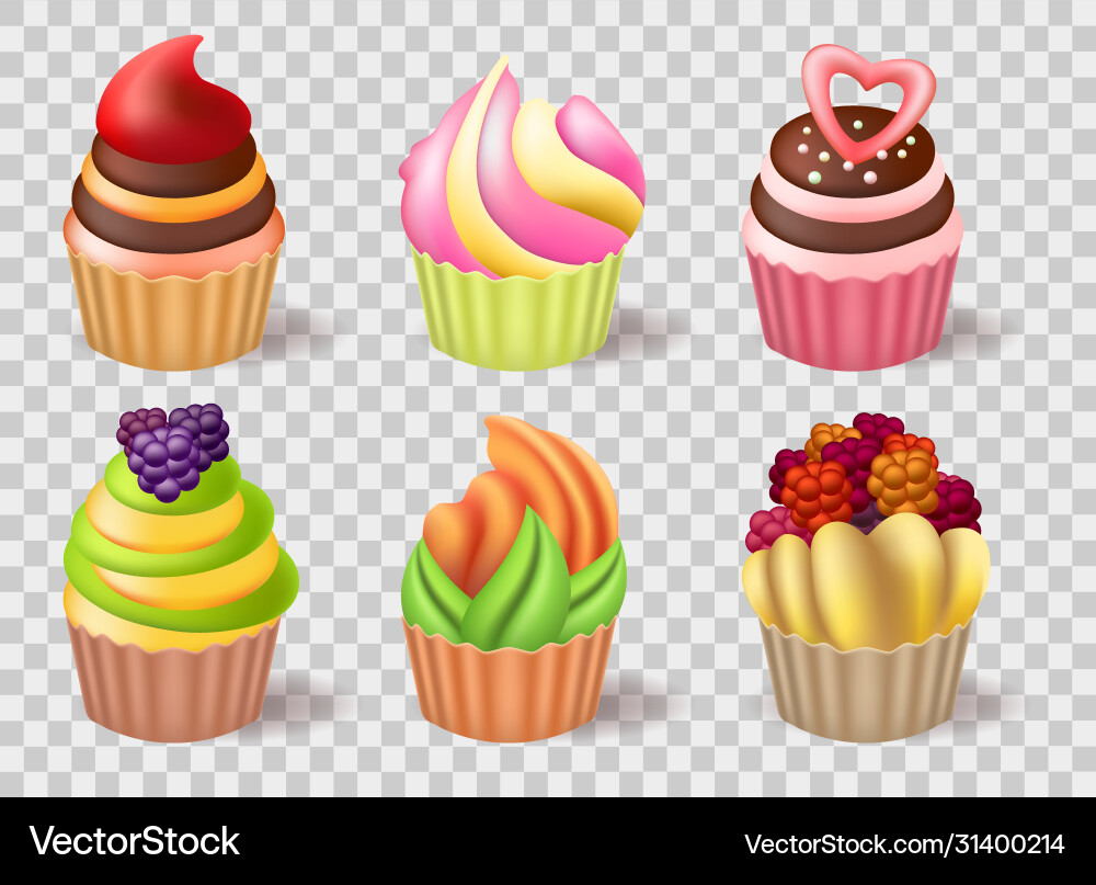 Delicious Cupcake Set Royalty Free Vector Image