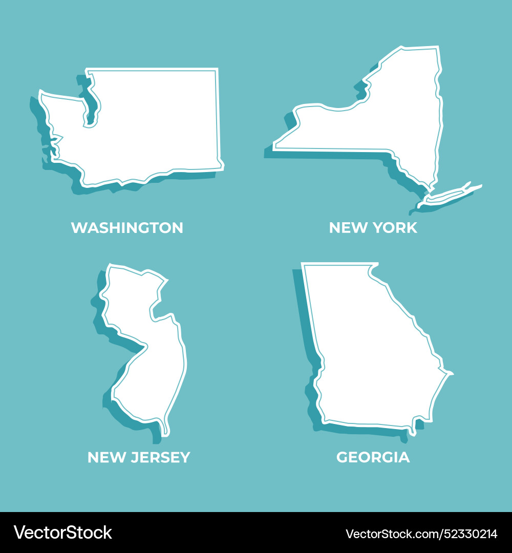 Flat design usa states outline map Royalty Free Vector Image