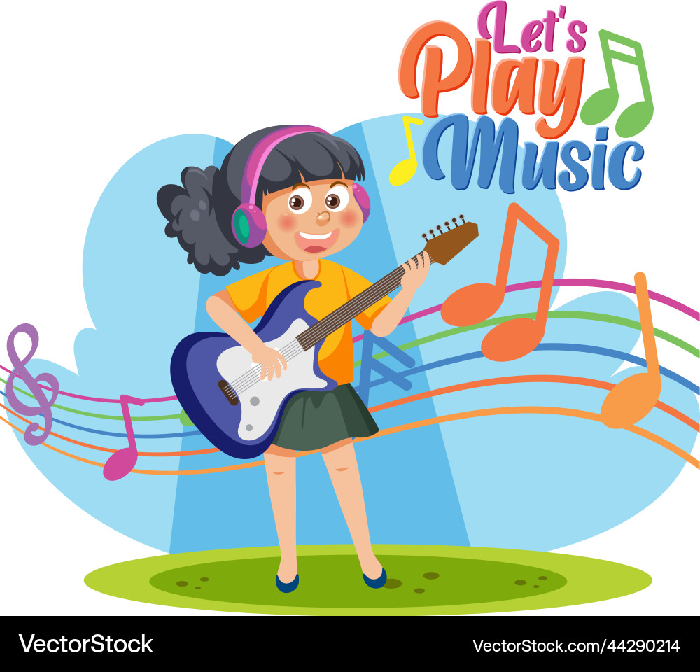 Girl playing electric guitar Royalty Free Vector Image