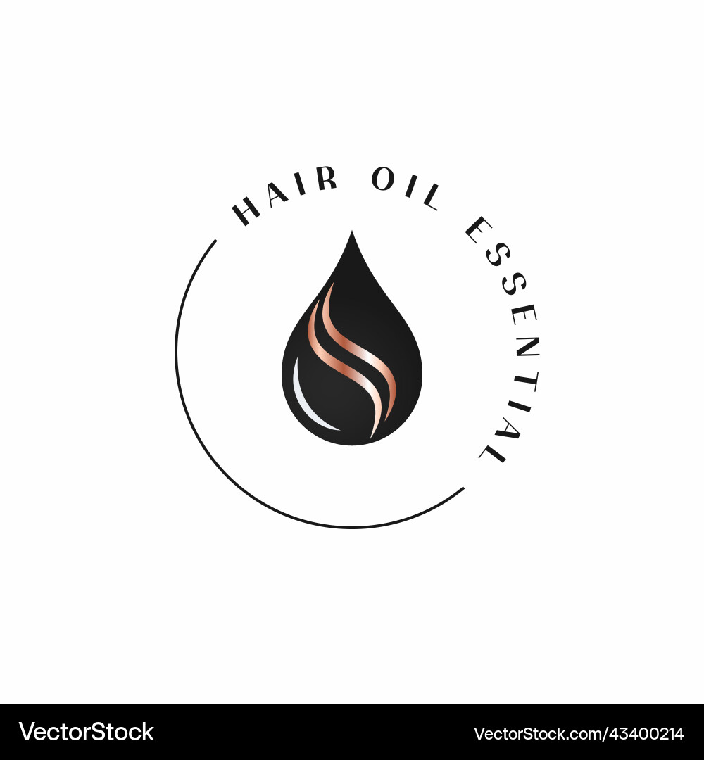 Hair oil essential rounded logo white background Vector Image