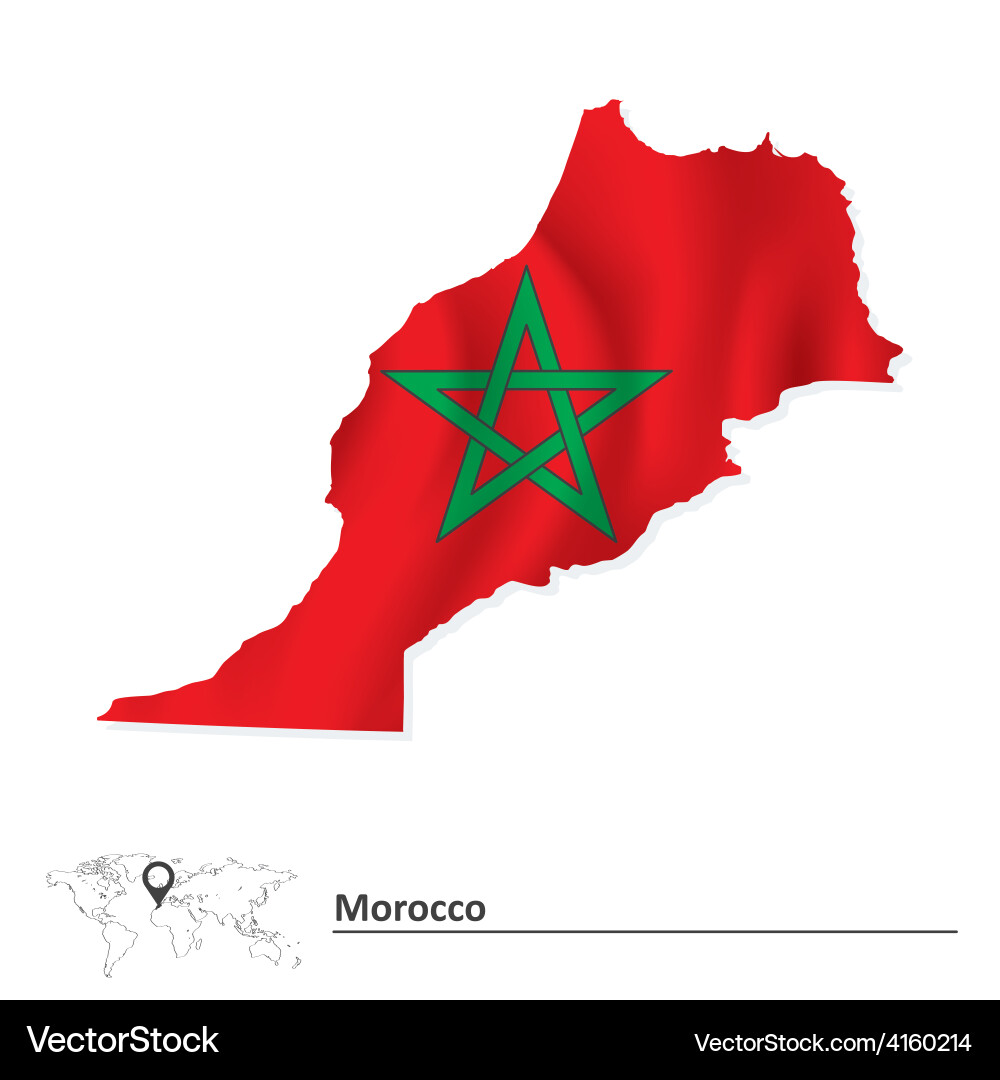 Map of morocco with flag Royalty Free Vector Image