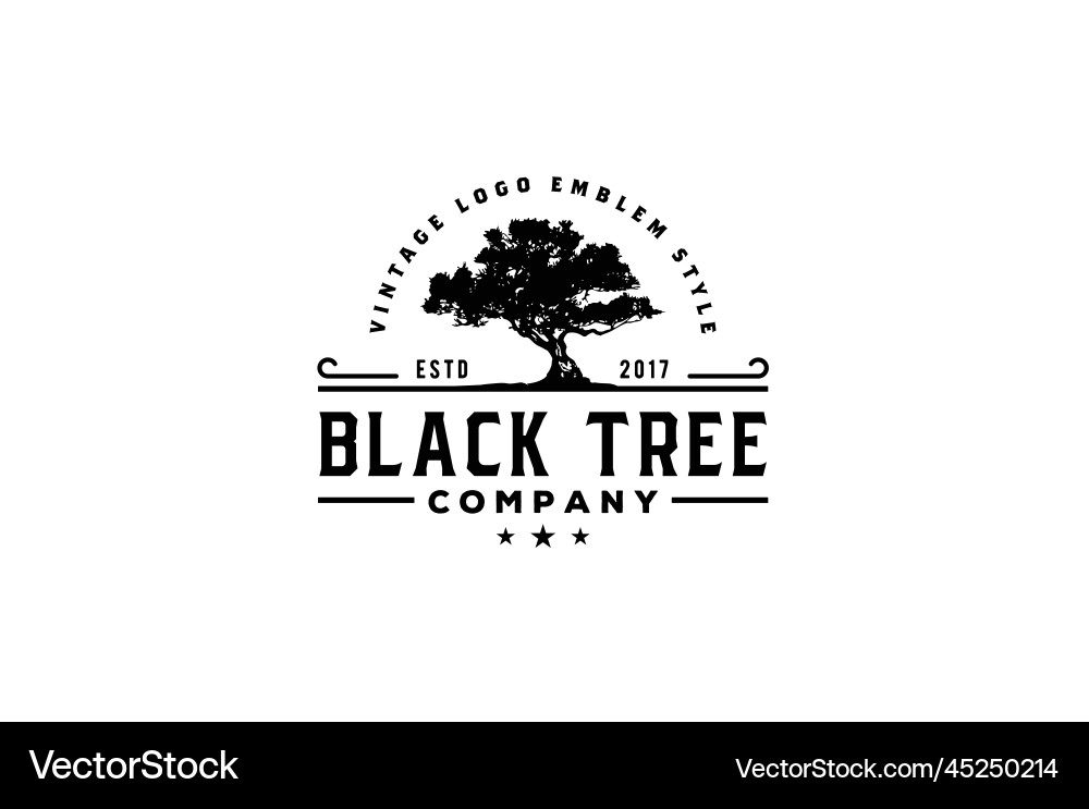 Oak maple tree residential landscape vintage logo Vector Image