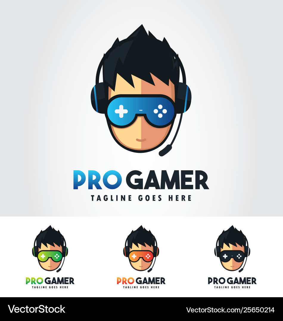 Pro gamer - gaming logo design template bundle Vector Image