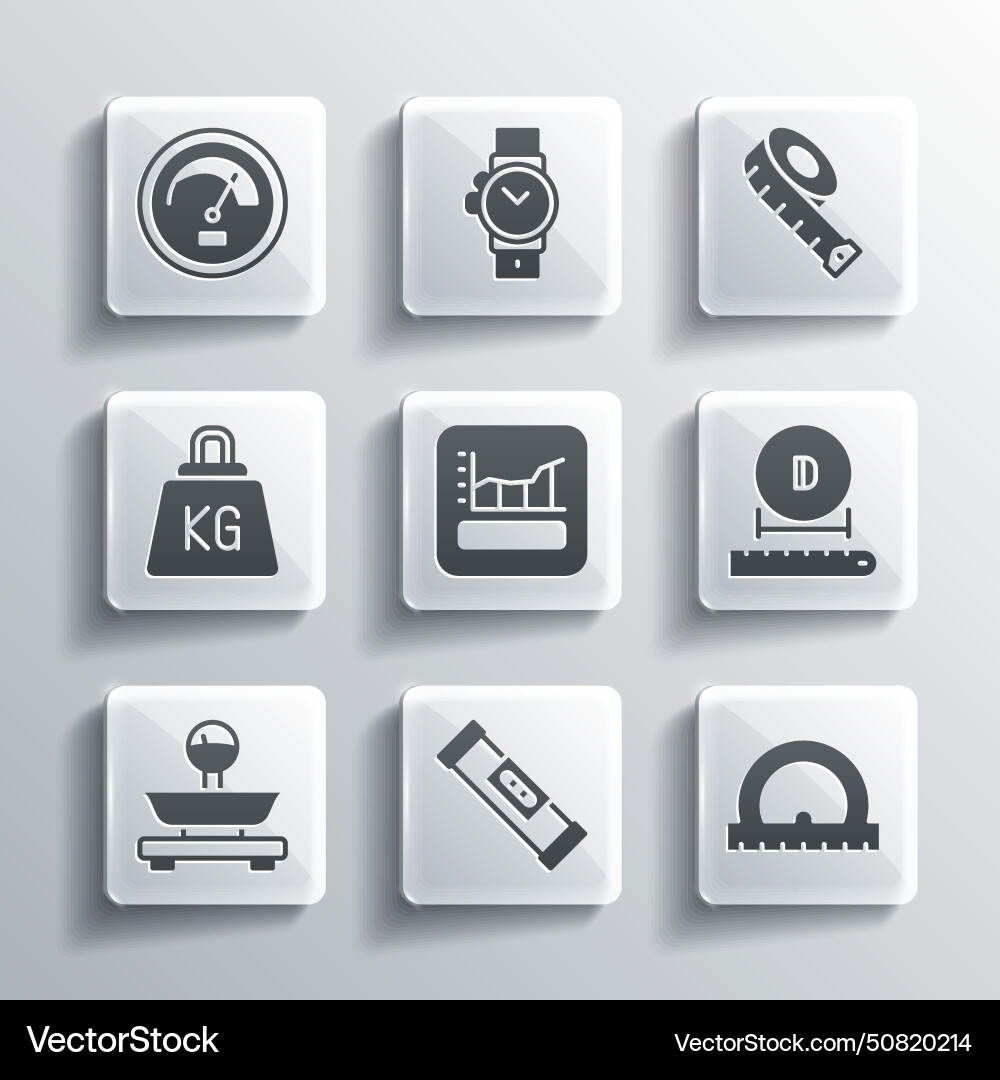 Set construction bubble level protractor diameter Vector Image