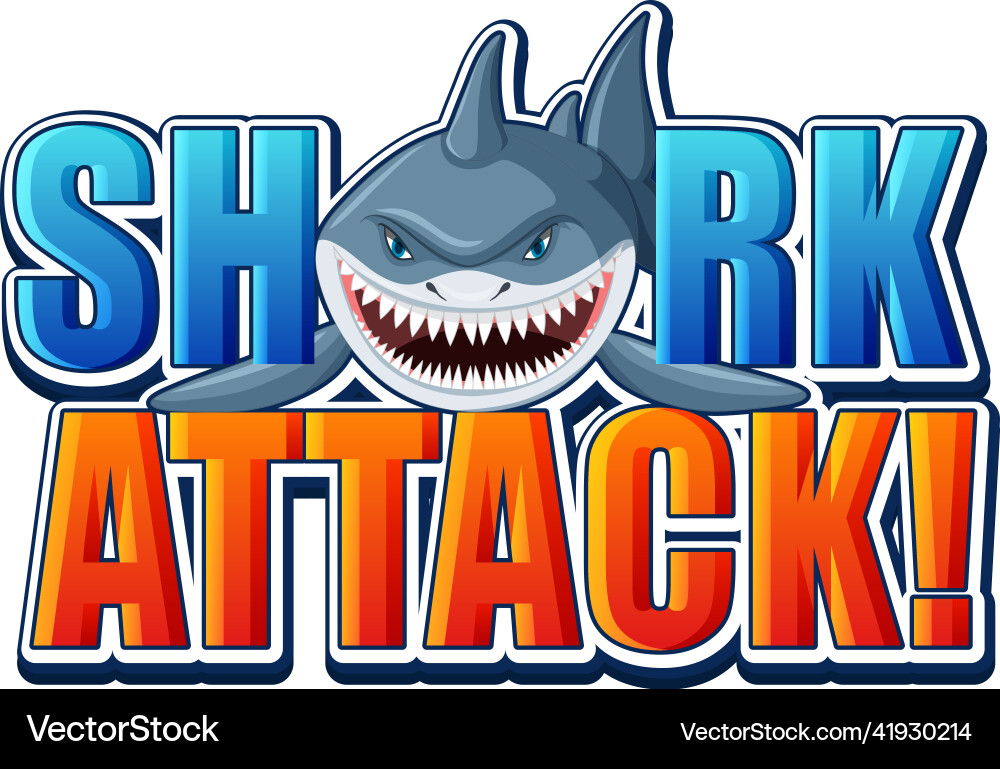 Shark attack font logo with cartoon aggressive Vector Image
