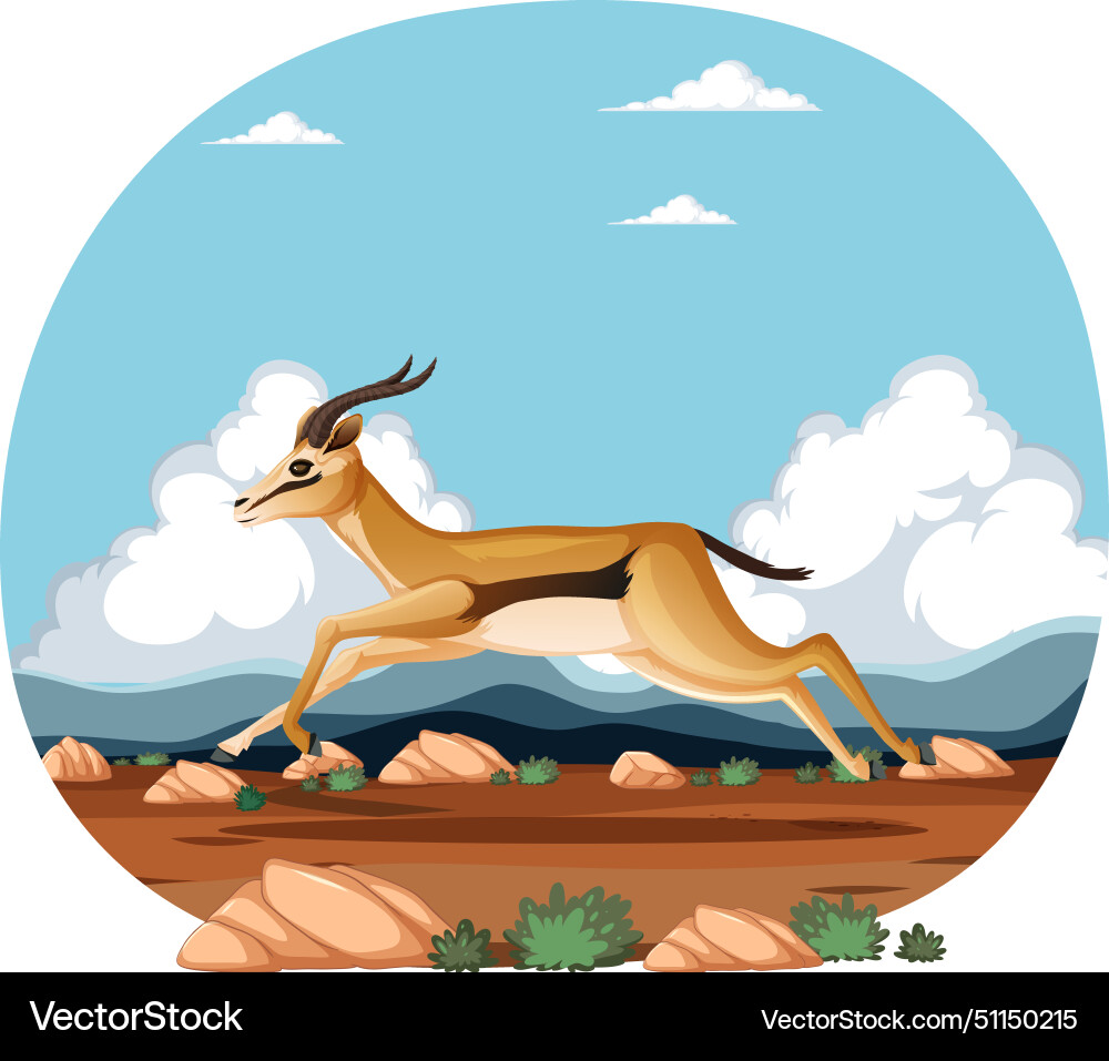 A gazelle running in nature Royalty Free Vector Image