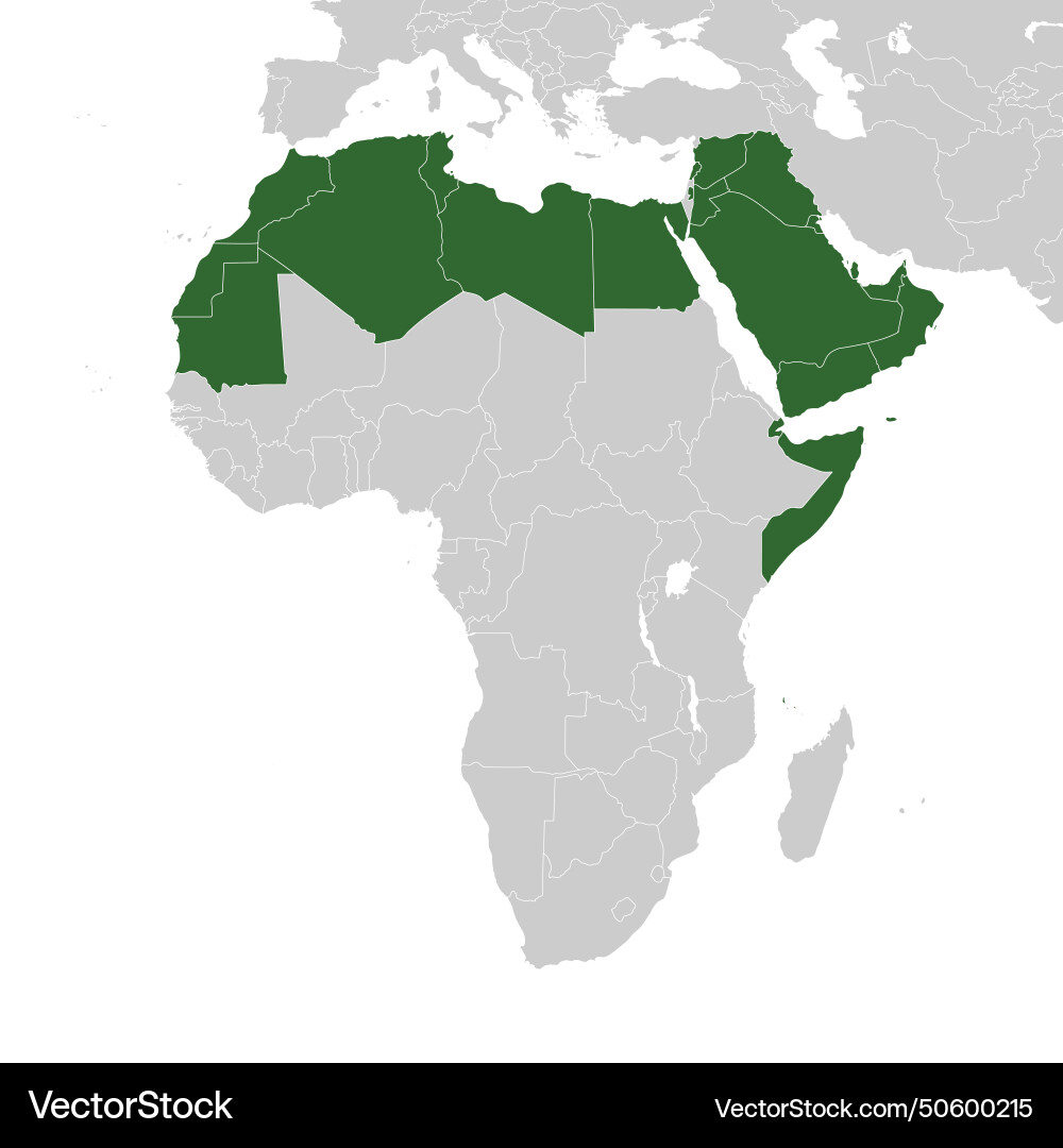 Arab world states on map Royalty Free Vector Image