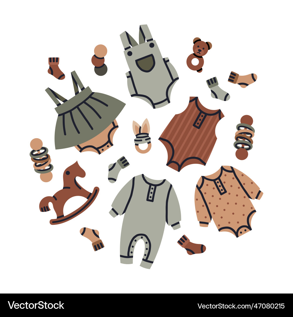 Baby Clothes Cartoon Set Royalty Free Vector Image