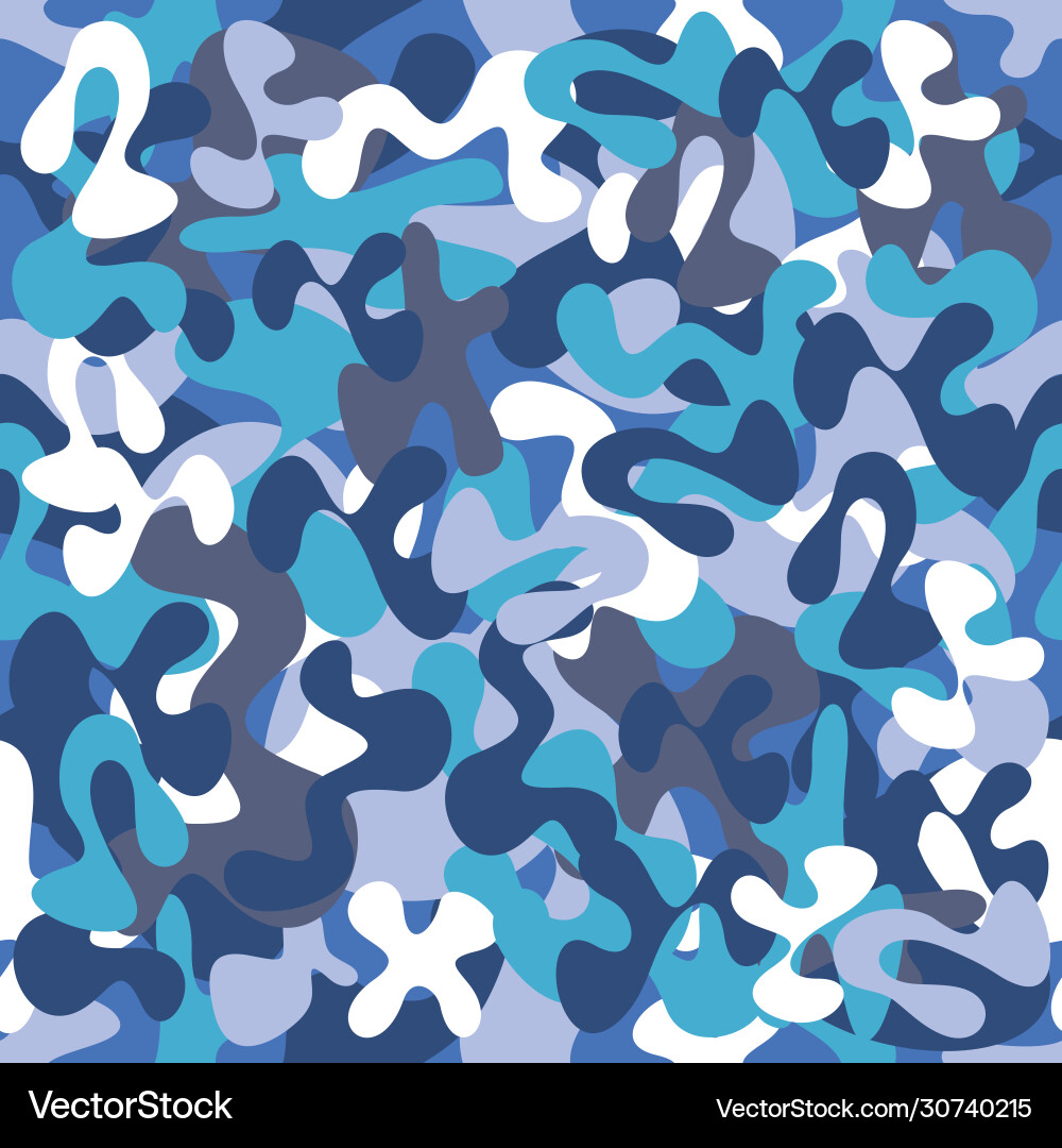Blue seamless pattern with organic shapes Vector Image