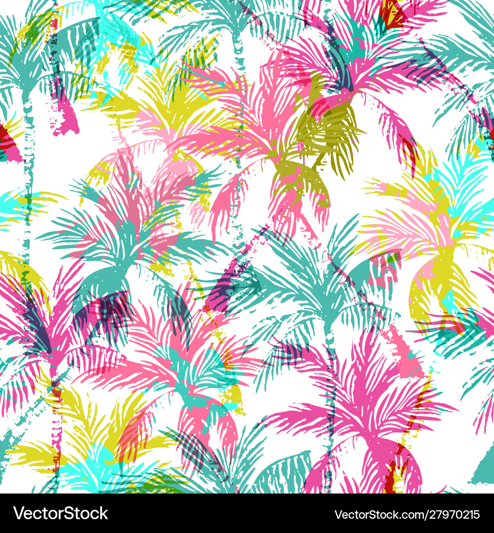 Colorful Palm Tree Pattern Royalty Free Vector Image