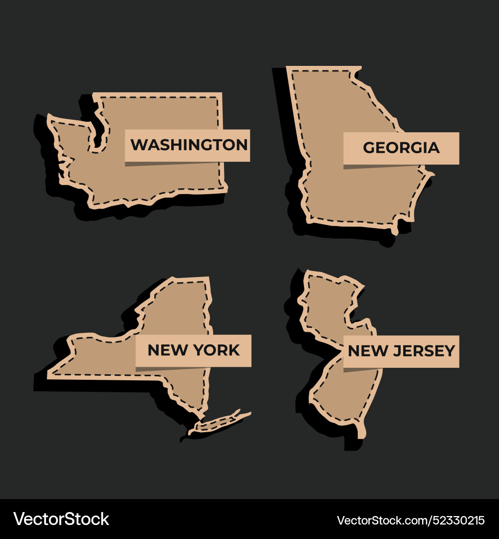 Flat design usa states outline map Royalty Free Vector Image