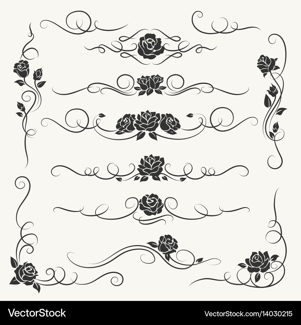 Flourish roses decorative ornaments Royalty Free Vector