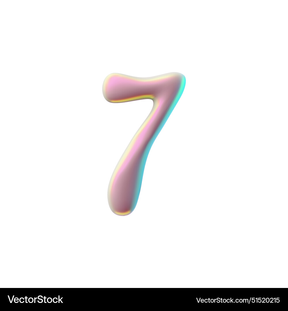 Futuristic number 7 y2k style 3d icon Royalty Free Vector