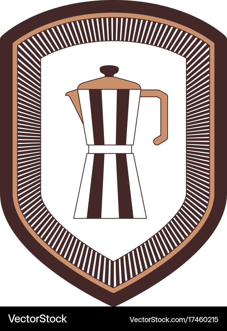 Logo shield decorative of metallic jar coffee Vector Image