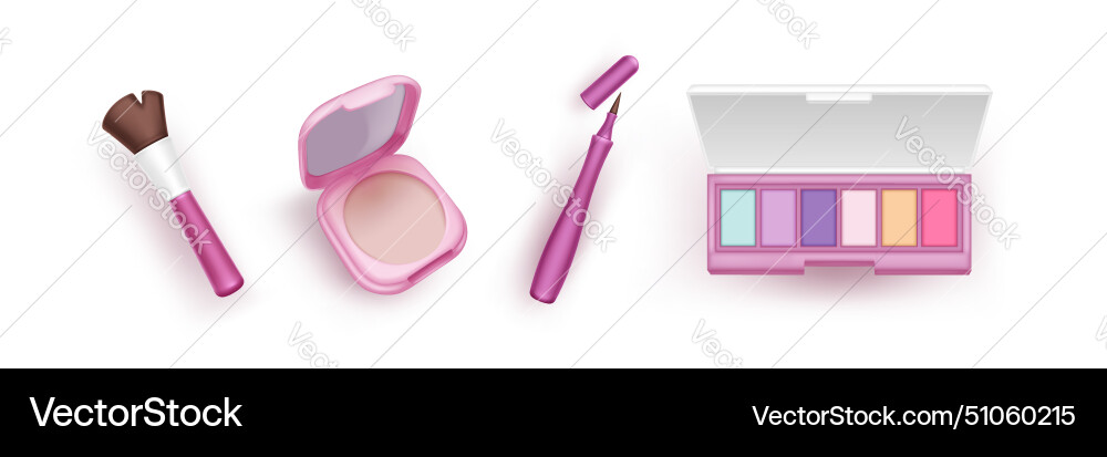 Makeup products 3d icon set Royalty Free Vector Image