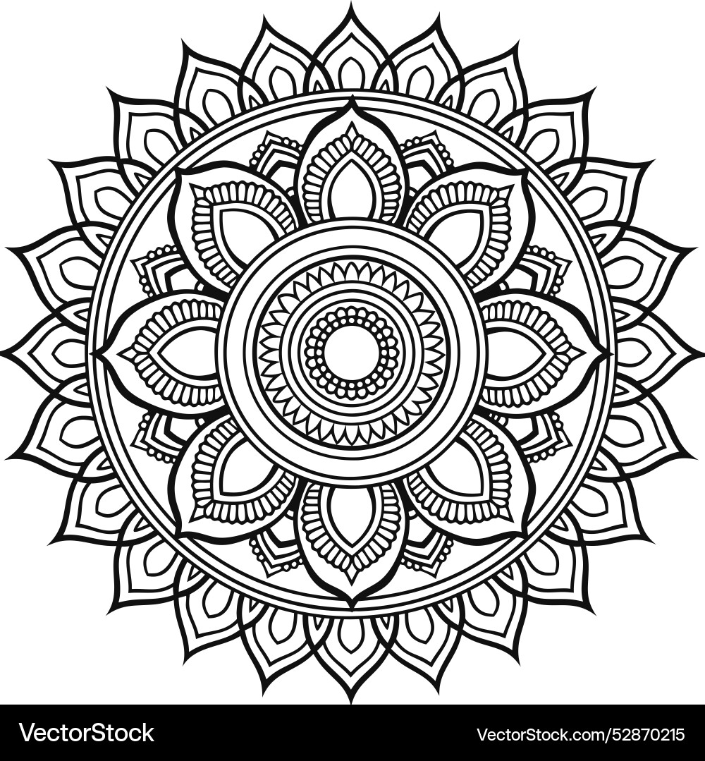 Mandala and line art with coloring page black Vector Image