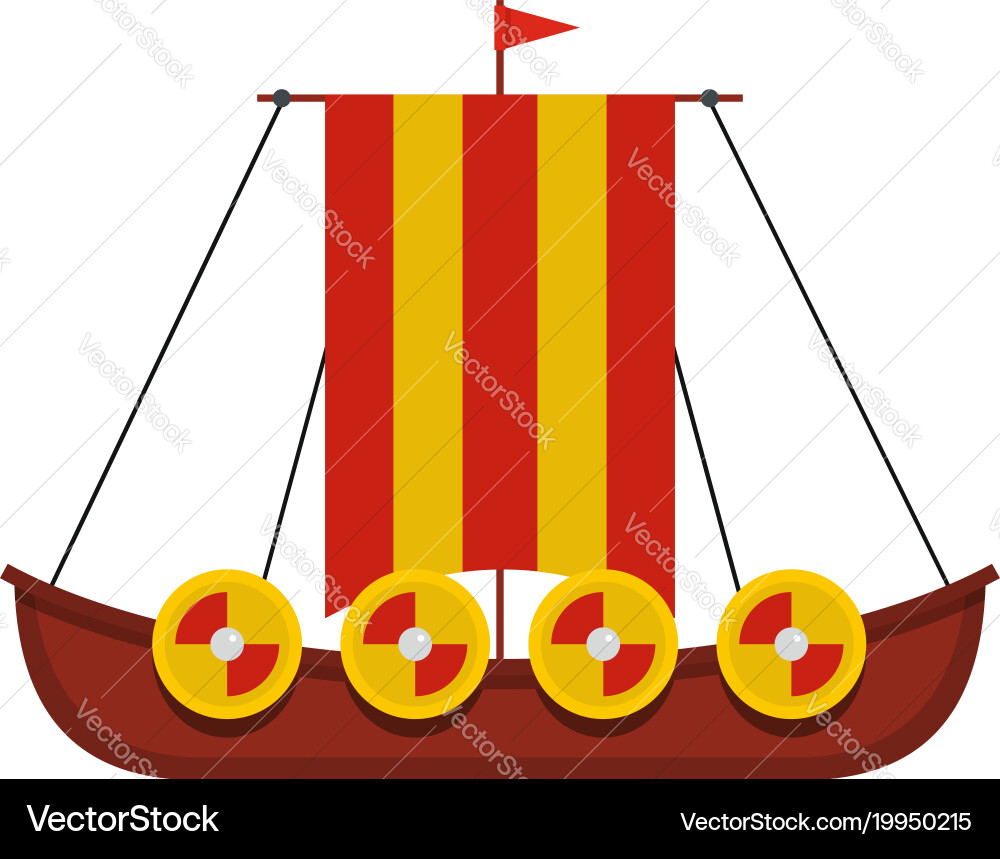 Military ship icon flat style Royalty Free Vector Image