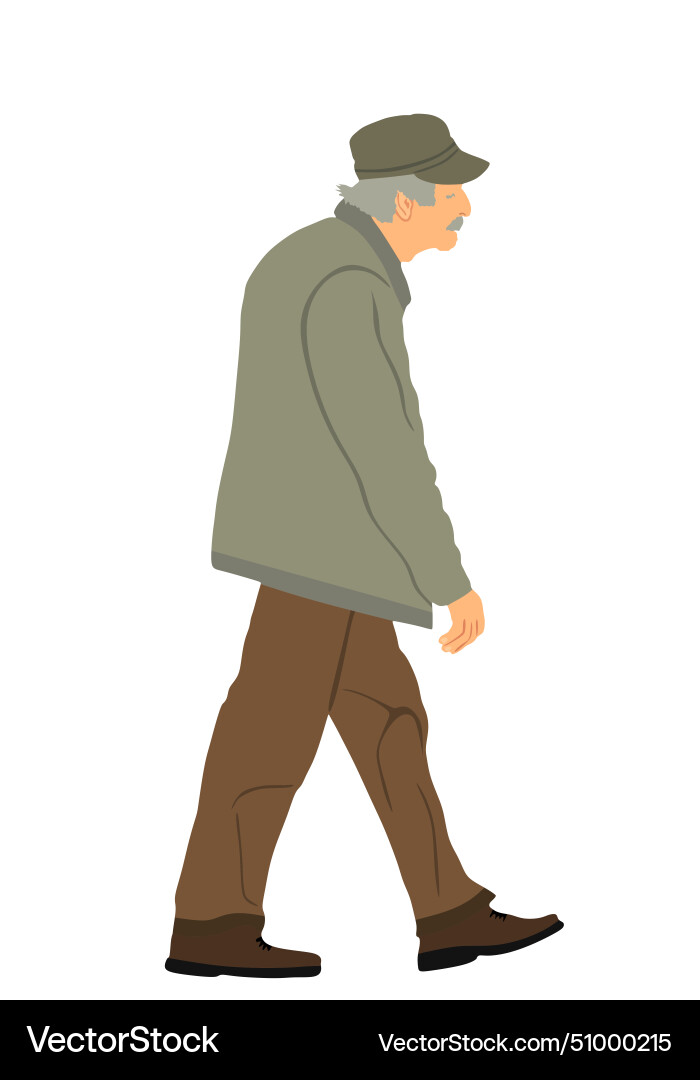 Old man walking grandfather walk Royalty Free Vector Image