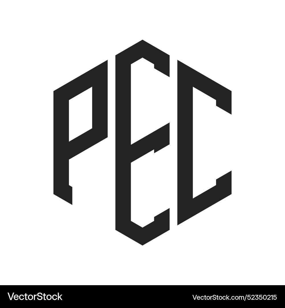 Pec logo design initial letter monogram Royalty Free Vector