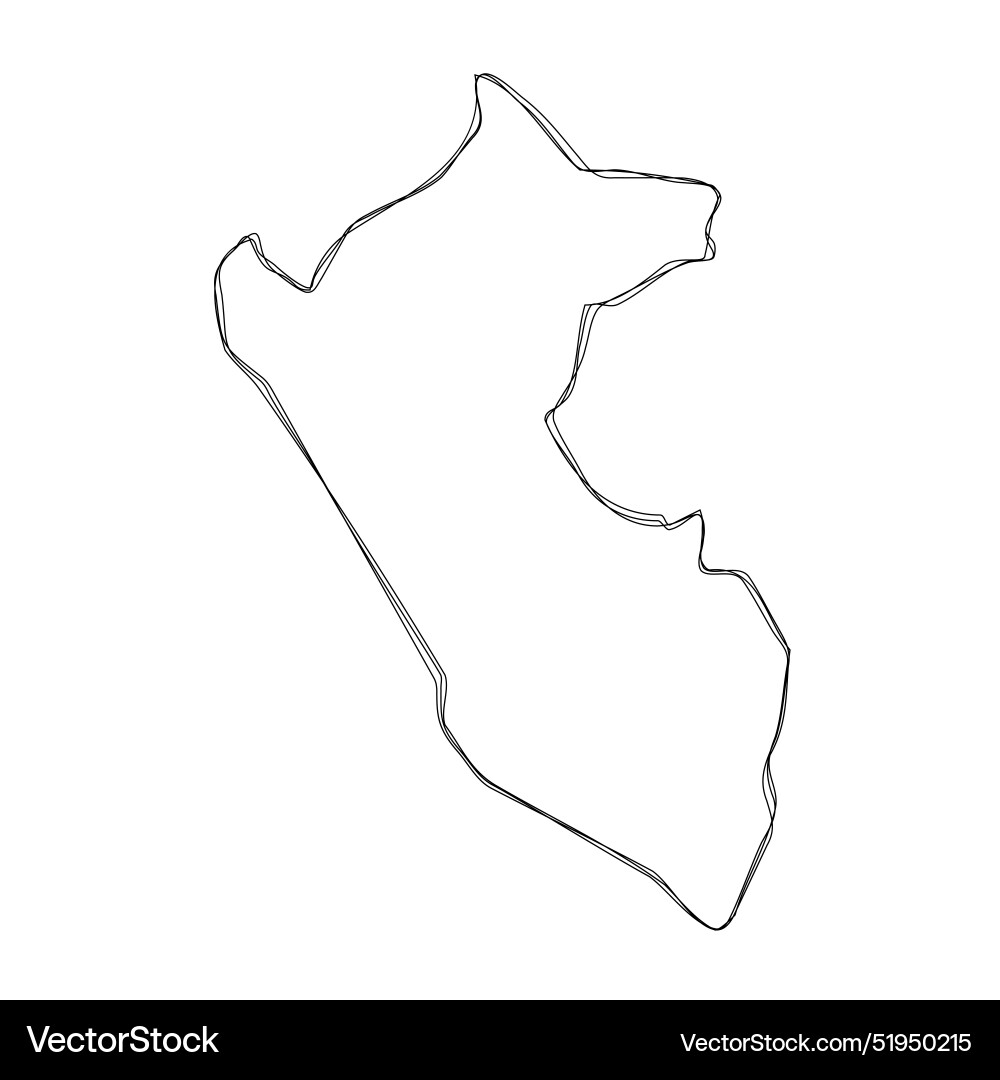 Peru simplified sketch map Royalty Free Vector Image