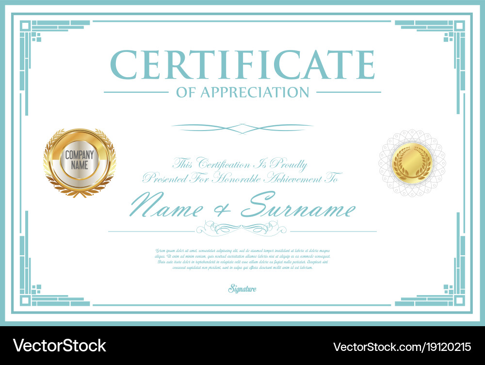 Retro Certificate Award Template Royalty Free Vector Image