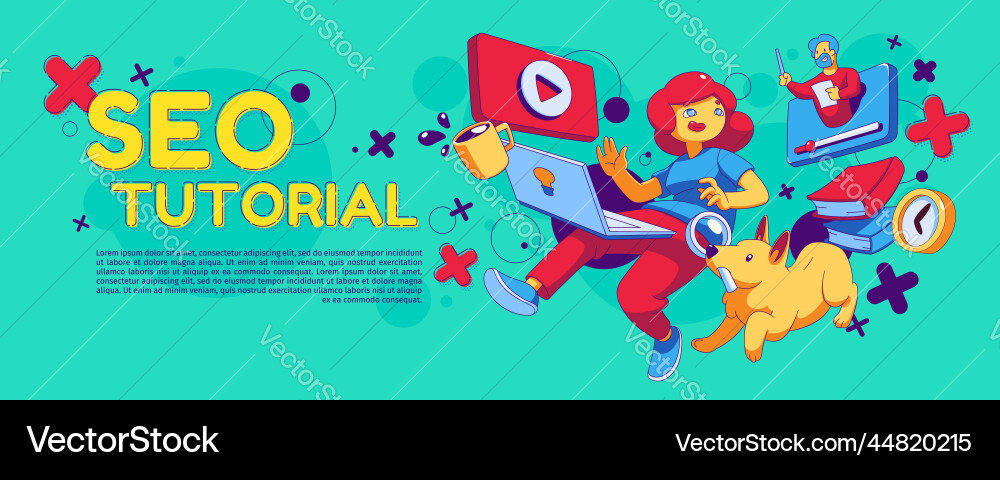 Seo tutorial banner template contemporary Vector Image