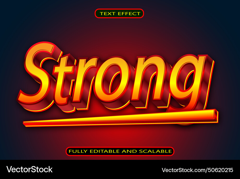 Strong editable text effect 3 dimension modern Vector Image