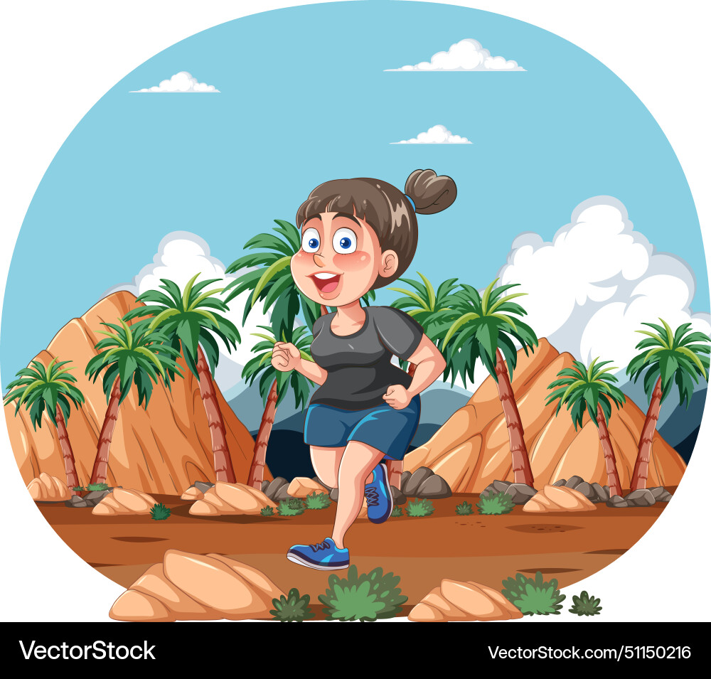 A girl running in desert landscape Royalty Free Vector Image