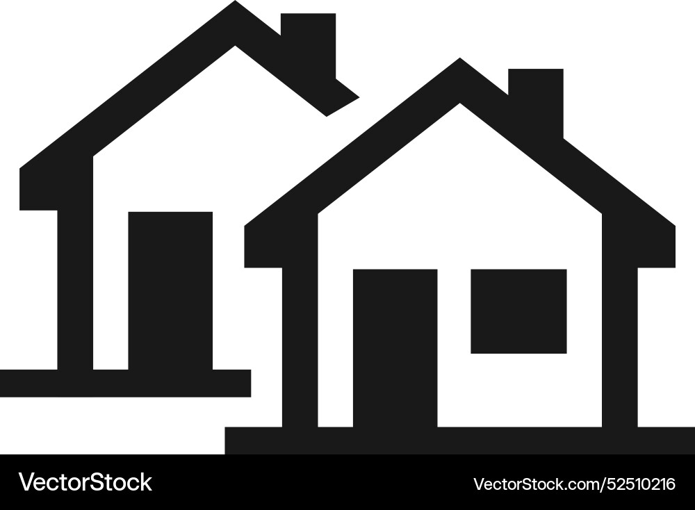 A simple icon depicting two stylized houses Vector Image