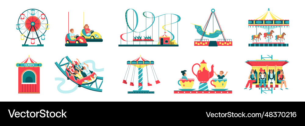 Amusement park set Royalty Free Vector Image - VectorStock