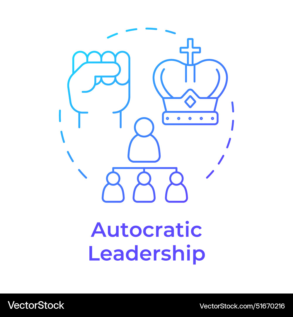 Autocratic leadership blue gradient concept icon Vector Image