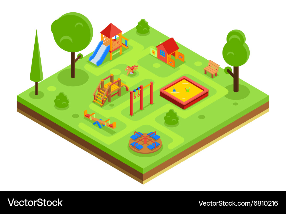 Children playground in isometric flat style Vector Image