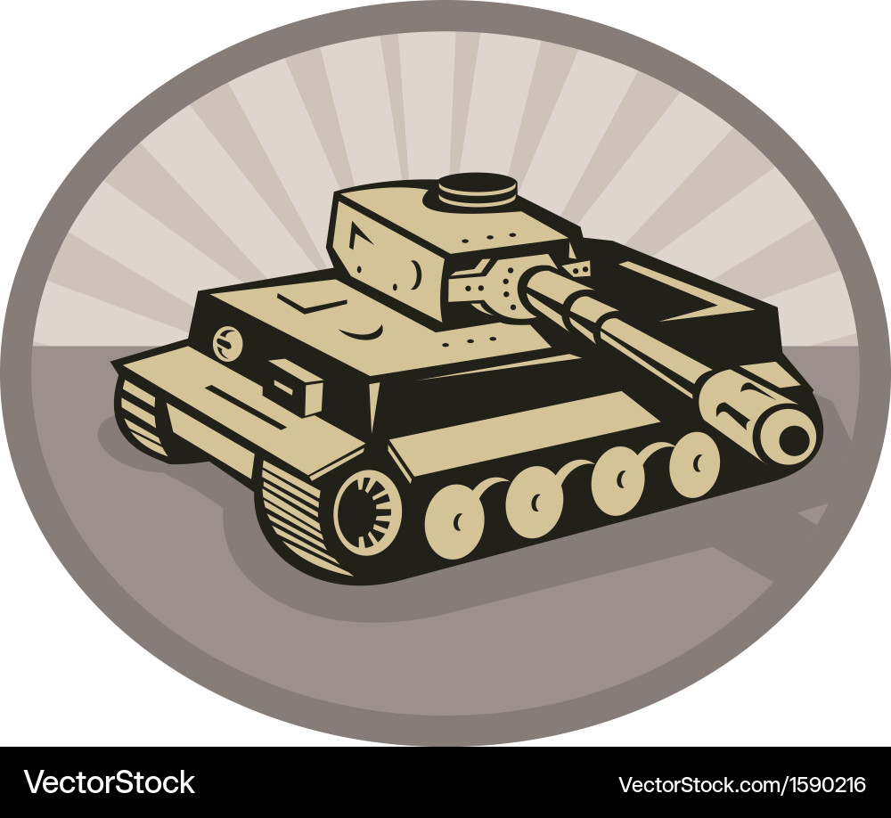 German panzer battle tank aiming cannon Royalty Free Vector