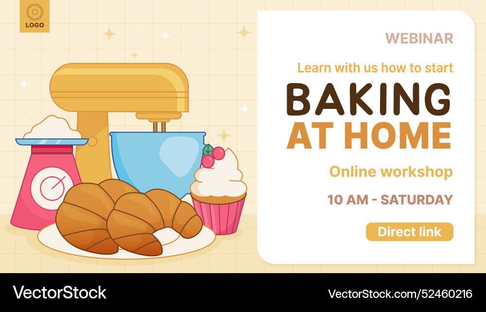Hand drawn delicious bakery food webinar Vector Image